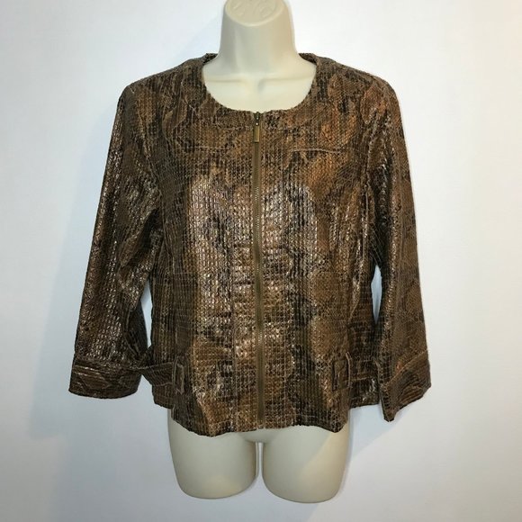 Ruby Rd. | Jackets & Coats | Ruby Rd Snakeskin Jacket 8 Medium Brown ...